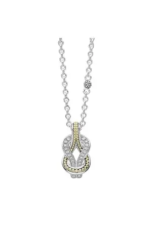 Lagos Newport Two-tone Knot Diamond Pendant Necklace - Gold
