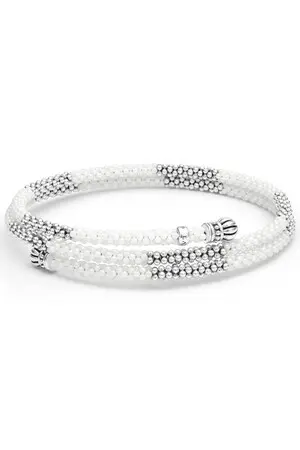 Lagos Caviar Ceramic Beaded Wrap Bracelet - White
