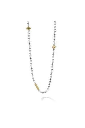 Lagos Caviar Icon Two-tone Beaded Necklace - Gold