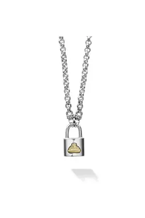 Lagos Beloved Petite Two-tone Lock Necklace - Gold