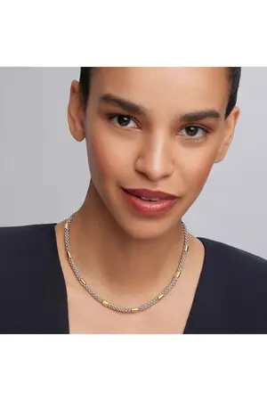 Lagos High Bar Two-tone Station Caviar Necklace | 5mm