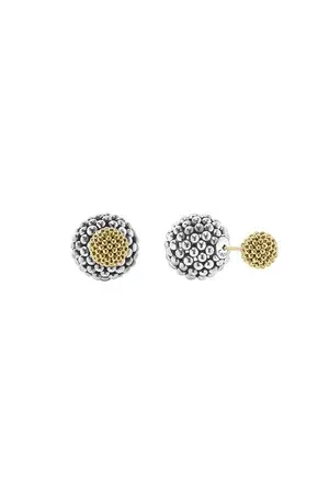 Lagos Signature Caviar Two-tone Front-back Earrings - Gold
