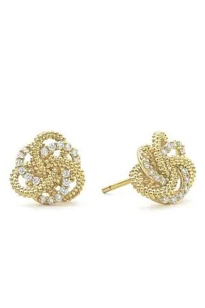 Lagos 18k And Diamond Love Knot Stud Earrings - Gold