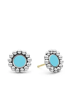 Lagos Maya Ceramic Circle Stud Earrings - Blue