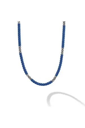 Lagos Caviar Ultramarine Ceramic And Silver Beaded Necklace - Blue