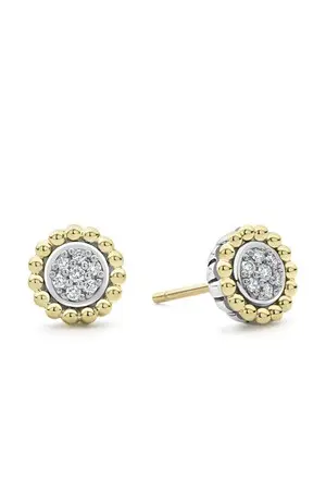 Lagos Caviar Lux Two-tone Diamond Stud Earrings - Gold