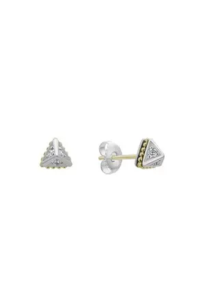 Lagos Ksl Small Pyramid Diamond Stud Earrings - Gold