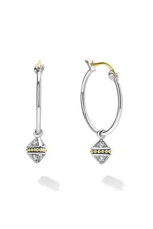 Lagos Sterling Silver & 18k Diamond Charm Hoop Earrings