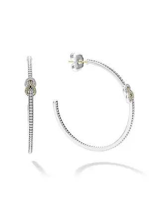 Lagos Newport Two-tone Knot Diamond Hoop Earrings - Gold