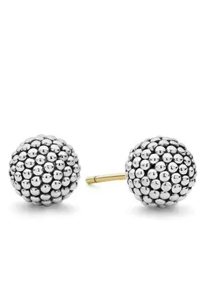 Lagos Signature Caviar Stud Earrings - Silver