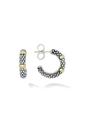 Lagos Signature Caviar Two-tone Huggie Earrings - Gold