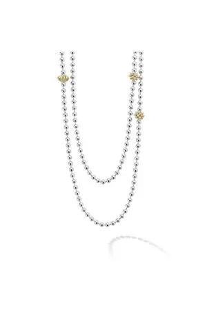Lagos Caviar Icon Two-tone Beaded Necklace - Gold