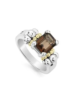 Lagos Glacier Small Emerald-cut Smokey Quartz Ring - Gold