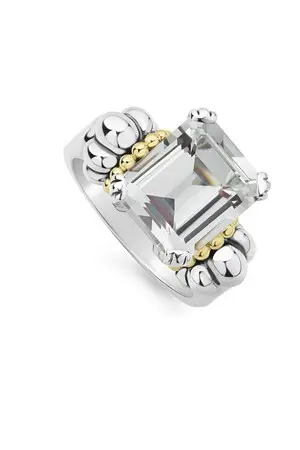 Lagos Glacier Medium Emerald-cut Topaz Ring - White