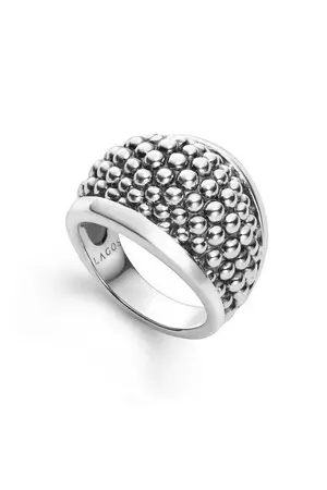 Lagos Signature Caviar Beaded Statement Ring - Silver