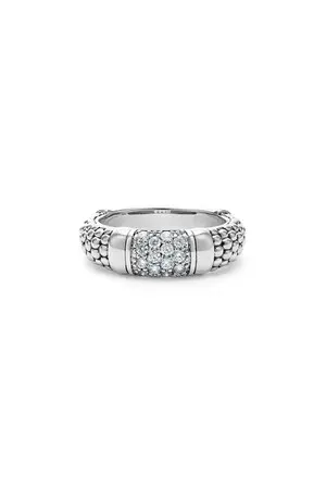 Lagos Sterling Caviar Diamond Ring - Silver