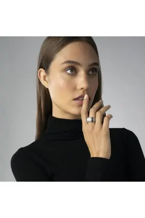 Lagos Caviar Ceramic Diamond Ring - Black