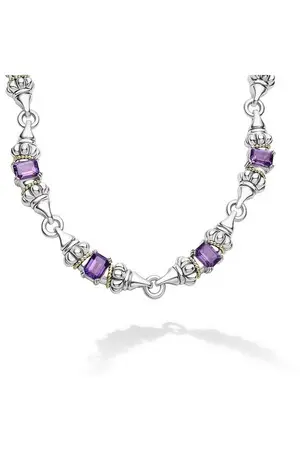 Lagos Glacier Amethyst Caviar Beaded Necklace - Gold
