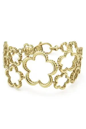 Lagos Caviar Gold 18k Gold Link Bracelet - Floral