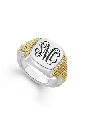 Lagos Signature Caviar Exclusive Signet Ring - Gold