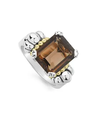 Lagos LAGOS Glacier Medium Emerald-Cut Smokey Quartz Ring Gold