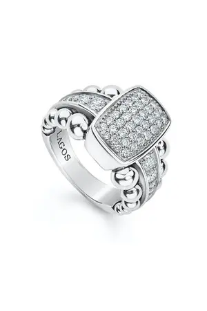 Lagos Caviar Spark Diamond Statement Ring - Silver