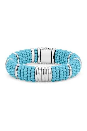 Lagos Caviar Statement Ceramic Beaded Bracelet - Blue