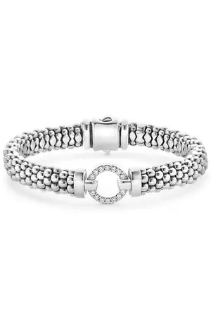 Lagos Enso Diamond Circle Caviar 9mm Bracelet - Silver