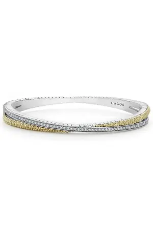 Lagos 18k Caviar And Diamond Bangle