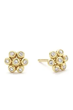 Lagos 18k Flower Diamond Stud Earrings - Gold