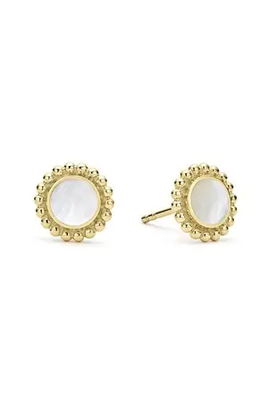 Lagos Covet Round Mother Of Pearl Stud Earrings - Gold