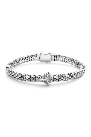 Lagos Single Station Pyramid Diamond Caviar Bracelet - Gold