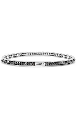 Lagos Caviar Icon Hematite Bangle - Silver