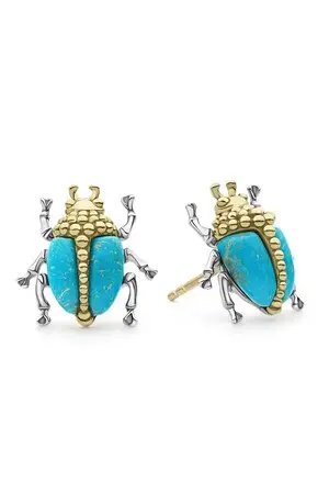 Lagos Rare Wonders Turquoise Beetle Stud Earrings - Gold