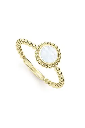 Lagos LAGOS Covet Round Mother Of Pearl Stacking Ring Gold