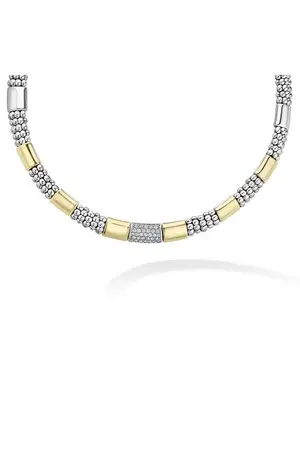 Lagos High Bar Two-tone Station Diamond Necklace - Gold