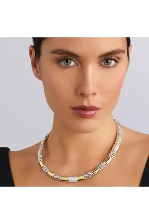 Lagos High Bar Two-tone Station Diamond Necklace