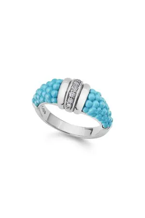 Lagos Caviar Diamond Stacking Ring - Blue