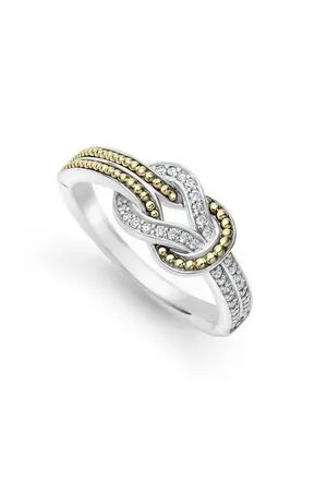 Lagos Newport Two-tone Knot Diamond Ring - Gold