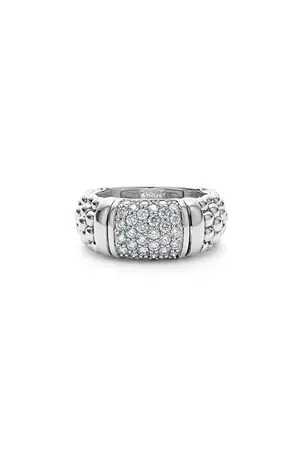 Lagos Sterling Caviar Diamond Ring - Silver