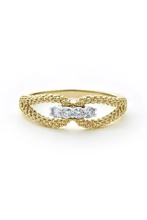 Lagos Signature Caviar Diamond Ring - Gold