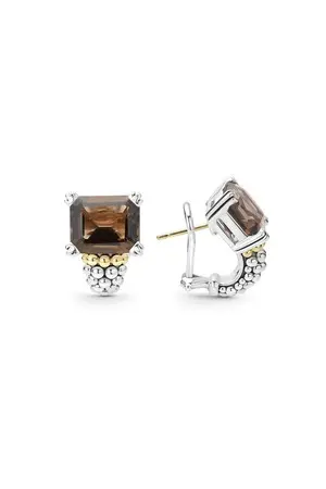 Lagos Glacier Smokey Quartz Huggie Earring - Gold