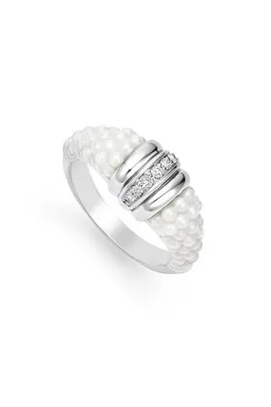 Lagos Caviar Diamond Stacking Ring - White