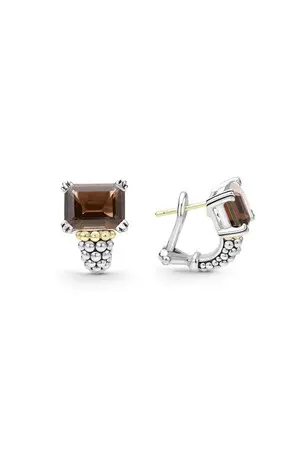 Lagos Glacier Smokey Quartz Huggie Earrings - Gold