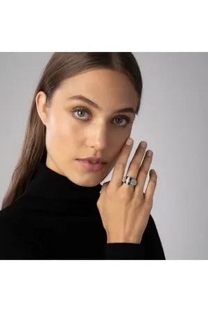 Lagos Caviar Ceramic Diamond Ring - Black