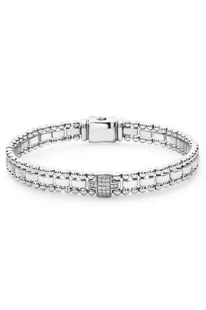 Lagos Caviar Spark Diamond Link Bracelet - Silver