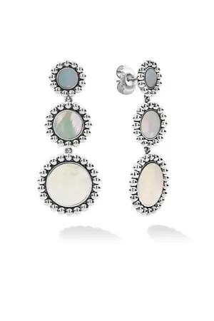 Lagos Maya Three Mother Of Pearl Circle Drop Earrings - Gold