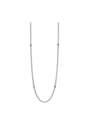 Lagos Signature Caviar Beaded Station Necklace - Silver