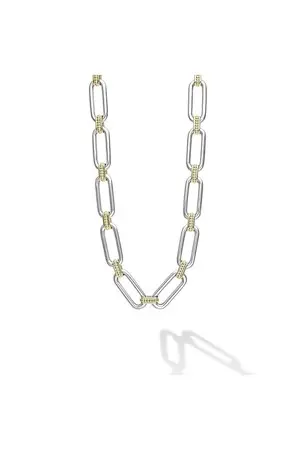 Lagos Signature Caviar Two-tone Link Necklace - Gold