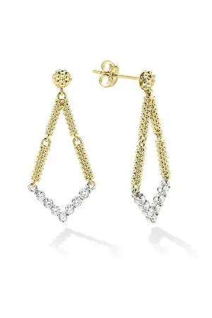 Lagos Signature Caviar Petite Superfine Diamond Drop Earrings - Gold